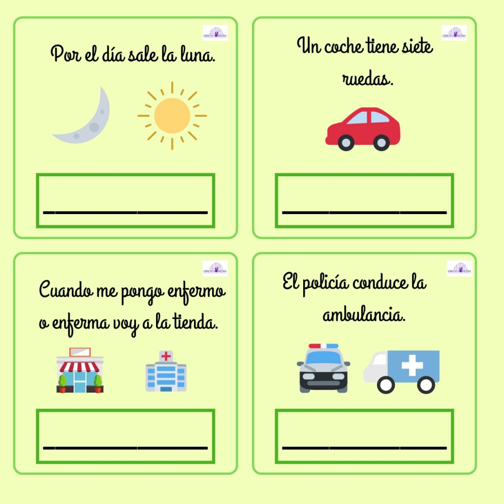 Tarjetas para identificar absurdos con pistas visuales -Orientacion Andujar