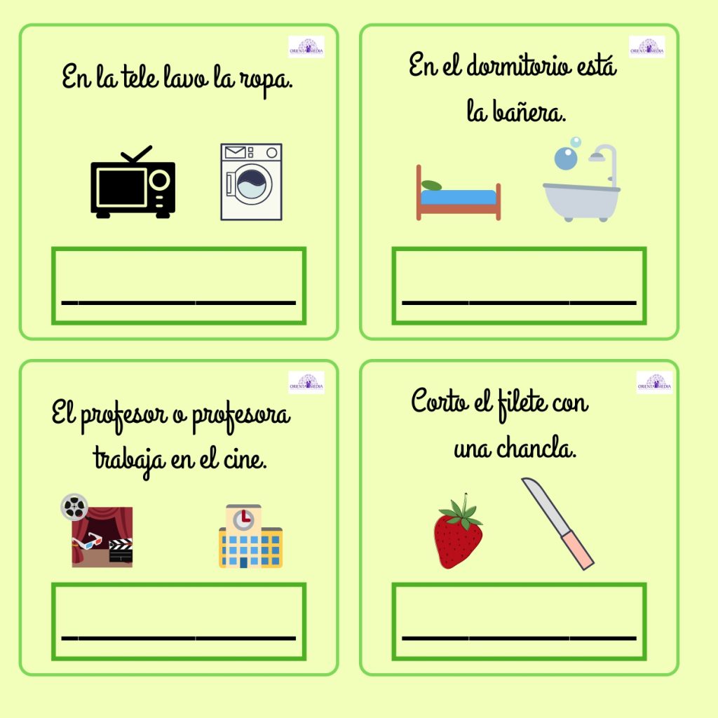 Tarjetas para identificar absurdos con pistas visuales -Orientacion Andujar