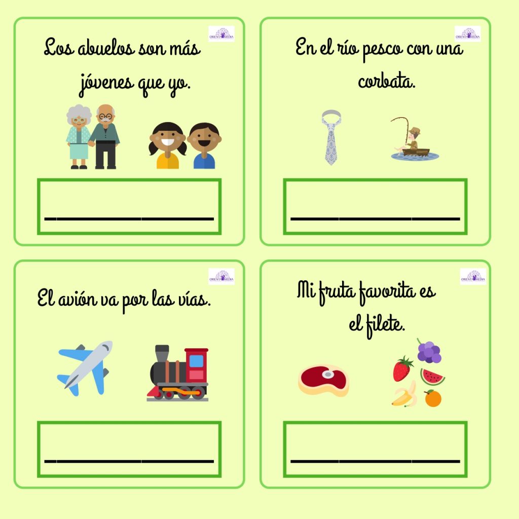 Tarjetas para identificar absurdos con pistas visuales -Orientacion Andujar