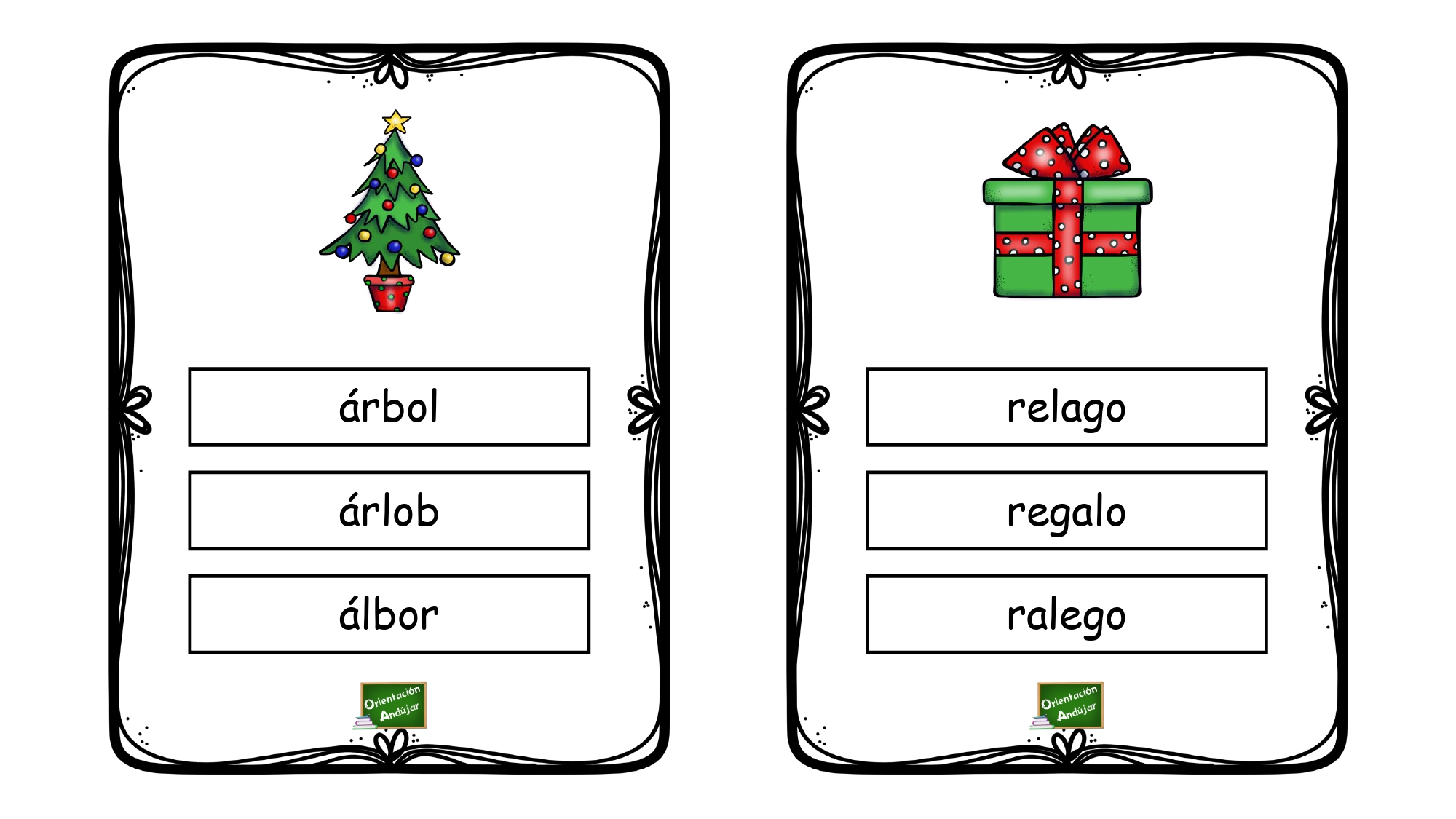 Tarjetas de reconocimiento de palabras con vocabulario de Navidad ...