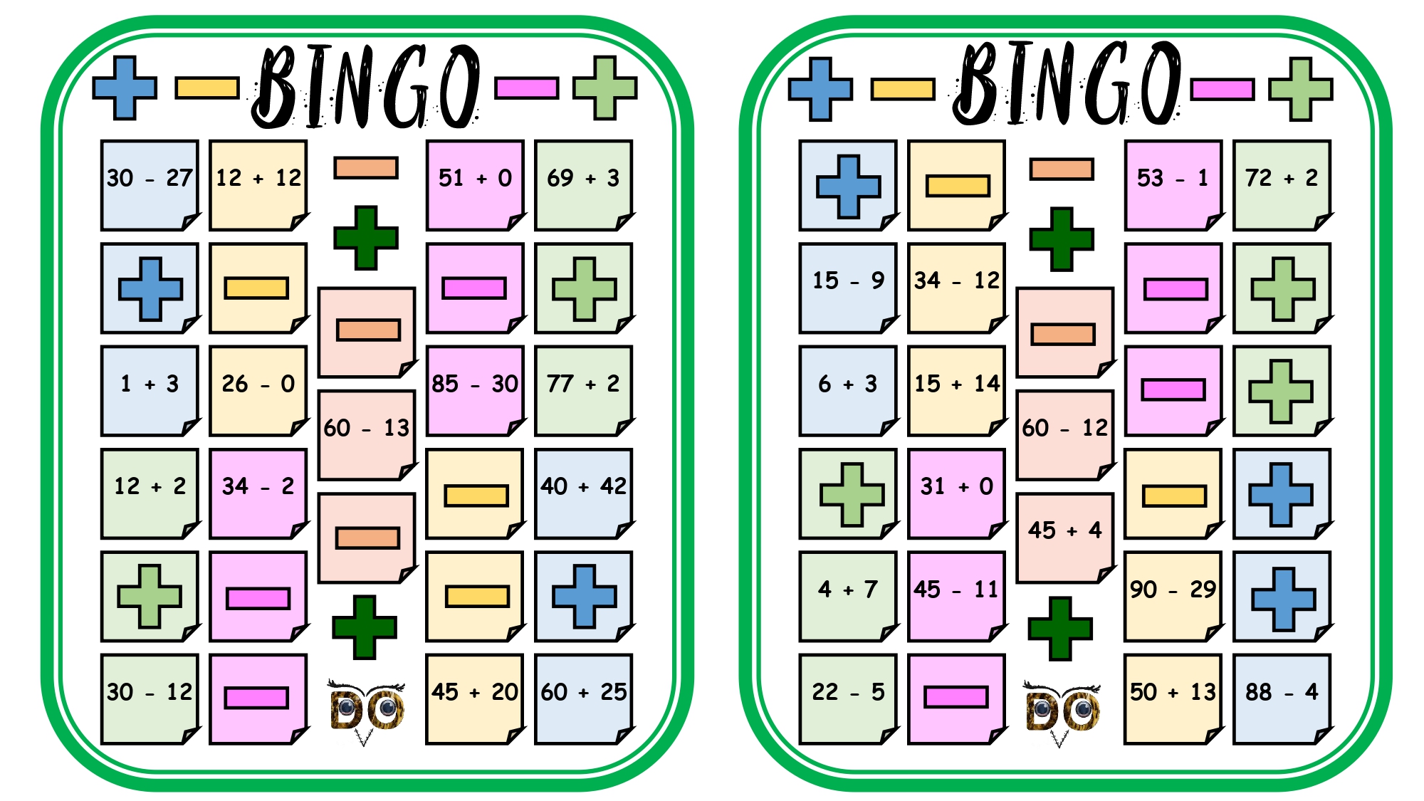 El bingo de las sumas y las restas para aprender jugando -Orientacion ...