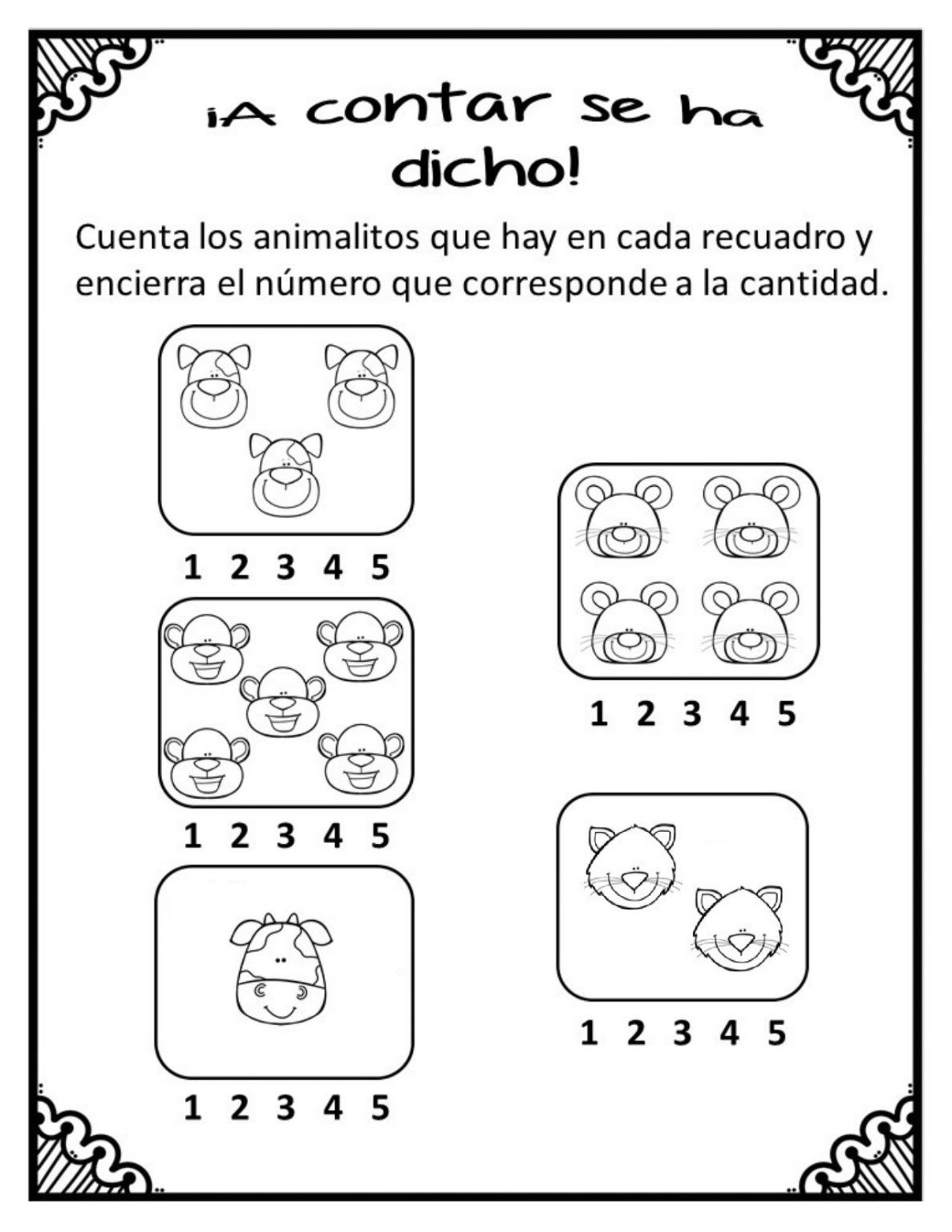 Fichas infantil números y letras bonito cuadernito ANIMALES ...