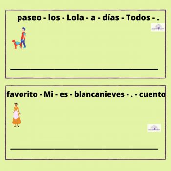 Ordena las palabras y forma una frase -Orientacion Andujar