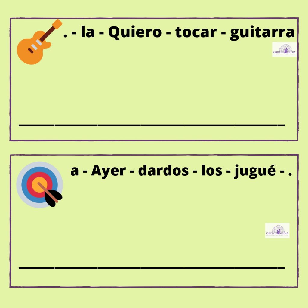 Ordena las palabras y forma una frase -Orientacion Andujar