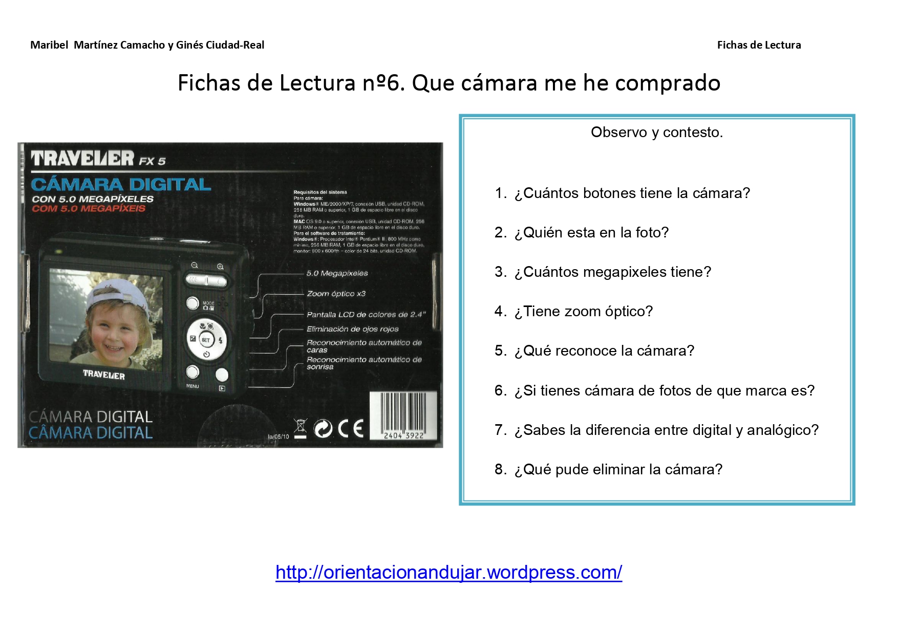 Anuncios publicitarios Fichas de comprensión lectora - Orientacion Andujar