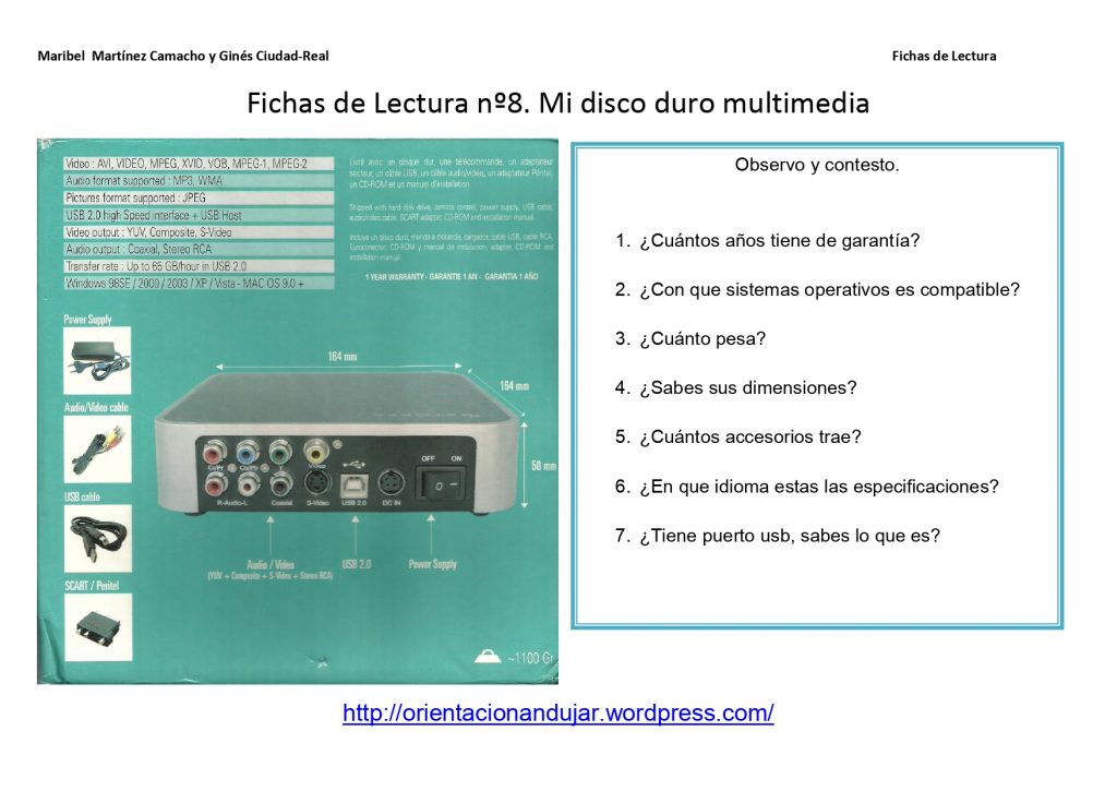 Anuncios publicitarios Fichas de comprensión lectora - Orientacion Andujar