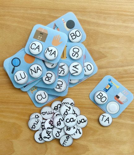 Juego manipulativo de palabras bisílabas -Orientacion Andujar