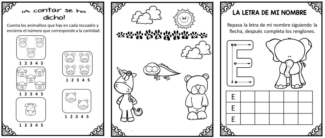 Fichas infantil números y letras bonito cuadernito ANIMALES ...