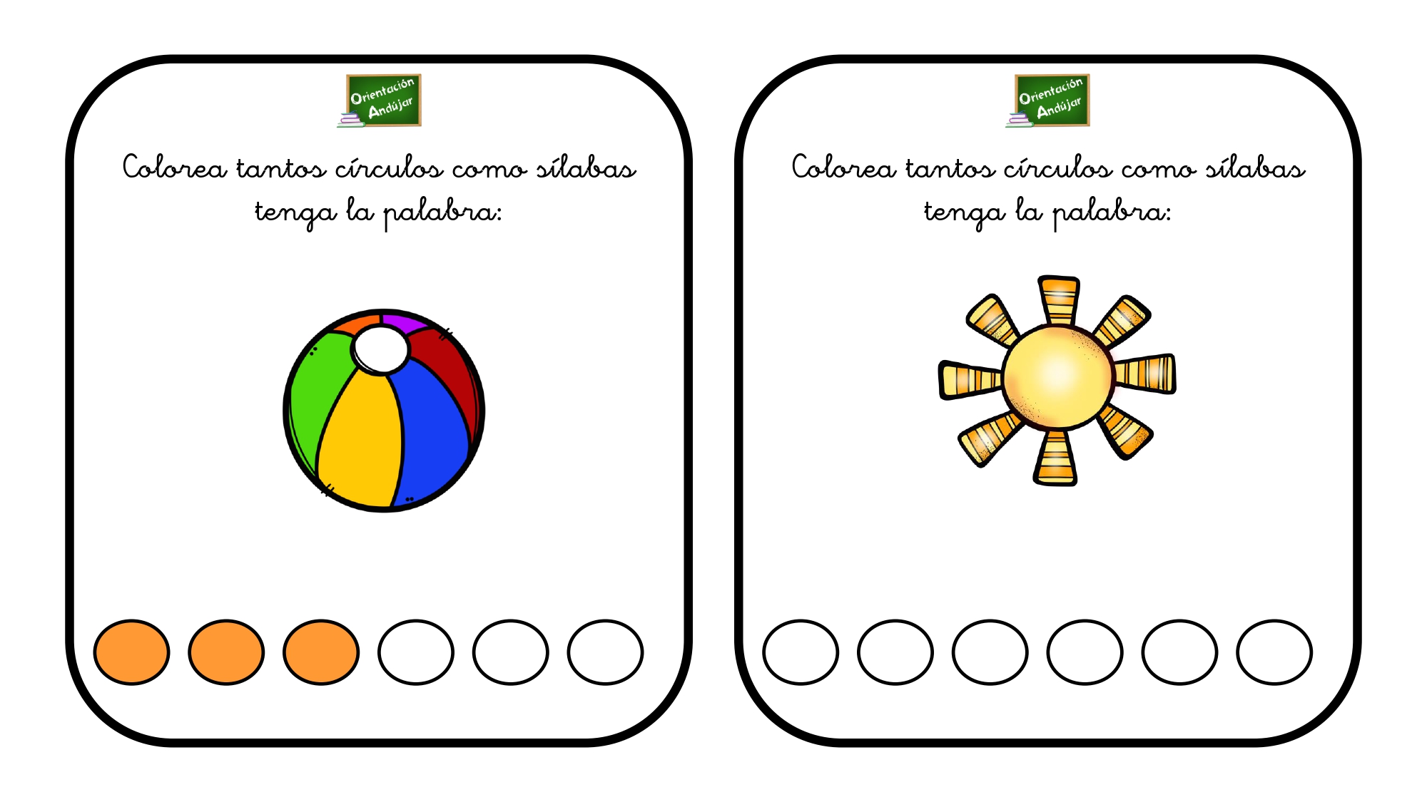 Cuenta sílabas coloreando conciencia fonológica -Orientacion Andujar