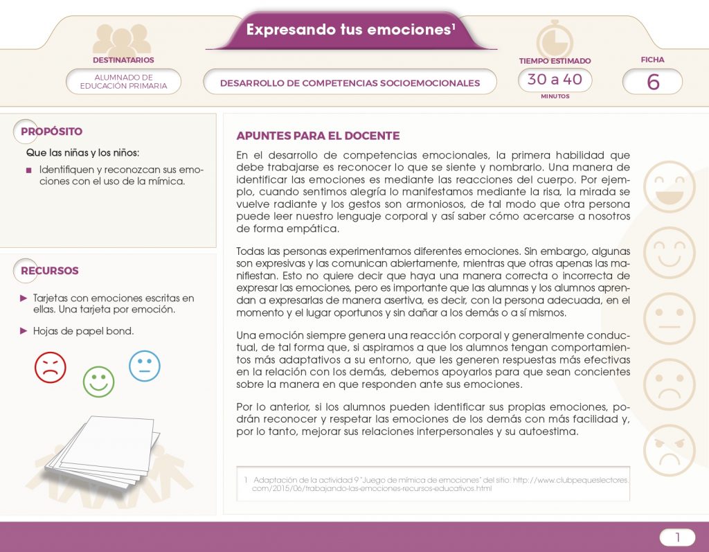 Expresando tus emociones en primaria fichas de trabajo -Orientacion Andujar