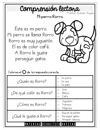 Lecturas de comprensión de animalitos -Orientacion Andujar