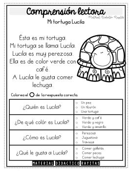 Lecturas de comprensión de animalitos -Orientacion Andujar