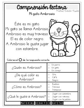 Lecturas de comprensión de animalitos -Orientacion Andujar