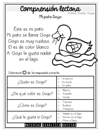 Lecturas de comprensión de animalitos -Orientacion Andujar