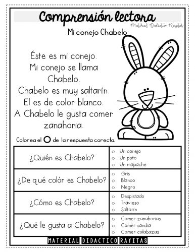 Lecturas de comprensión de animalitos -Orientacion Andujar