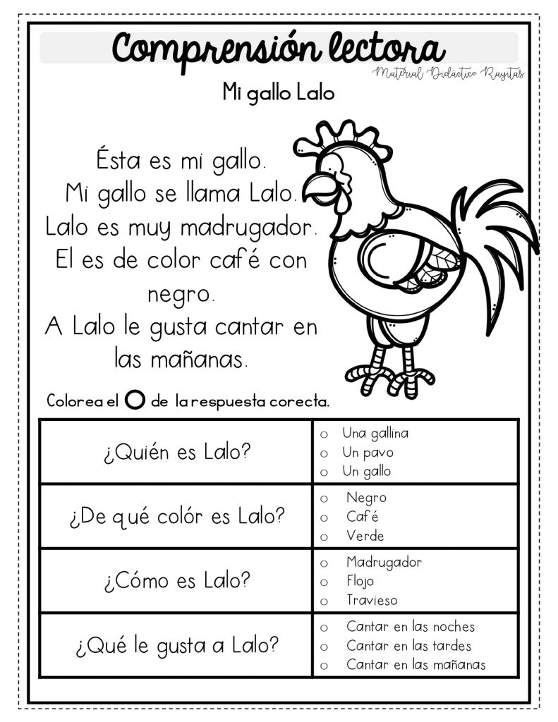 Lecturas de comprensión de animalitos -Orientacion Andujar