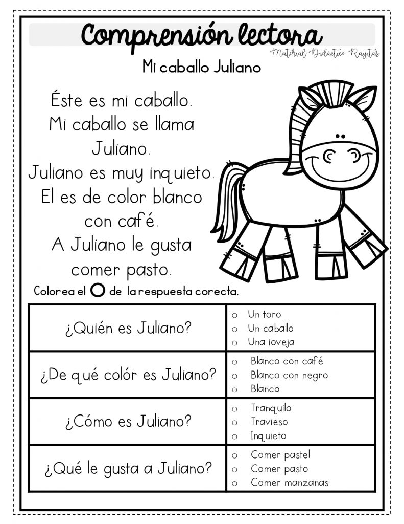 Lecturas de comprensión de animalitos -Orientacion Andujar