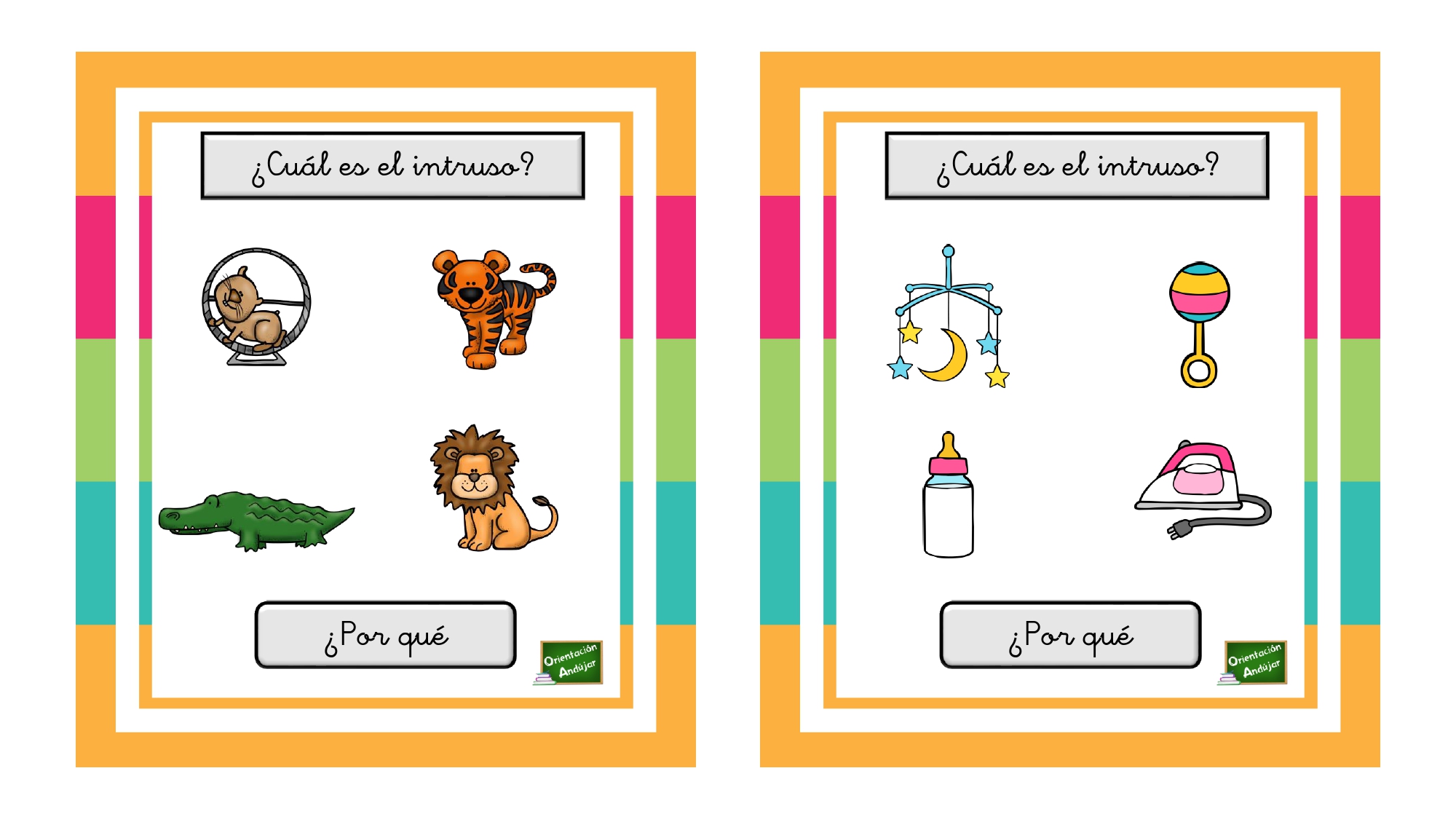 Tarjetas ¿Cuál es el intruso? ¿Por qué? -Orientacion Andujar