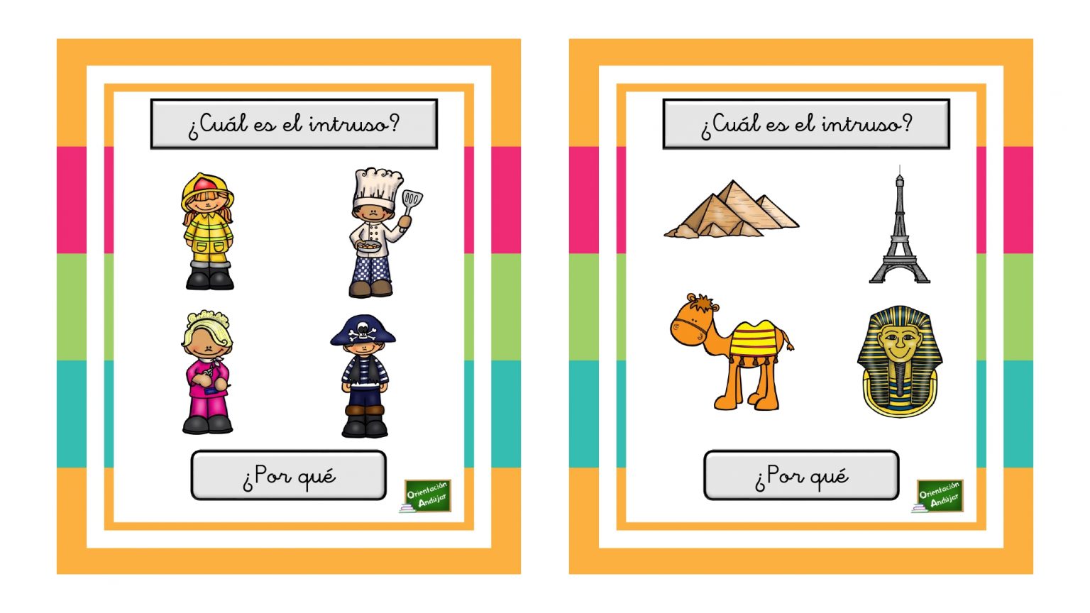 Tarjetas ¿Cuál es el intruso? ¿Por qué? -Orientacion Andujar