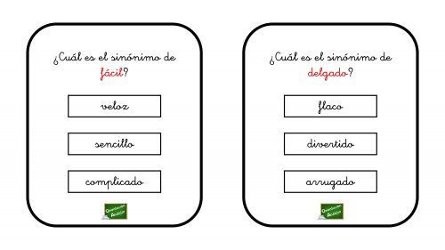 Tarjetas de sinónimos: Señala la opción correcta -Orientacion Andujar