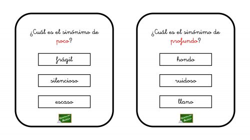 Tarjetas de sinónimos: Señala la opción correcta -Orientacion Andujar