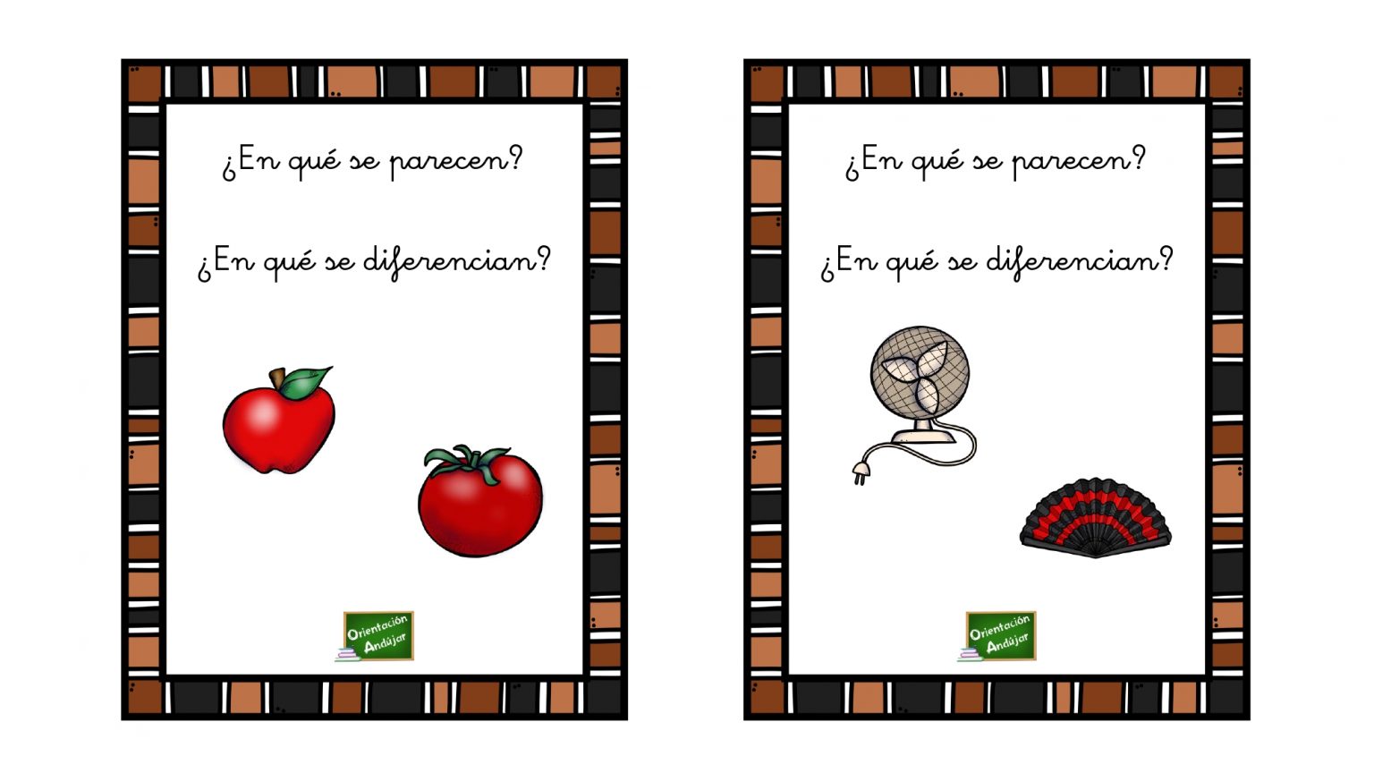 Tarjetas manipulativas categorizamos semejanzas y diferencias ...