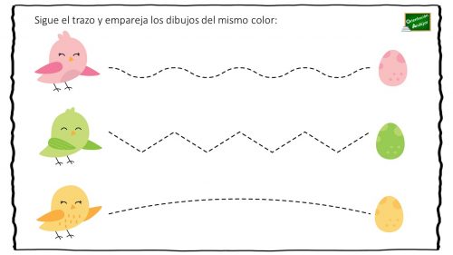 Grafomotricidad: Empareja los dibujos del mismo color -Orientacion Andujar
