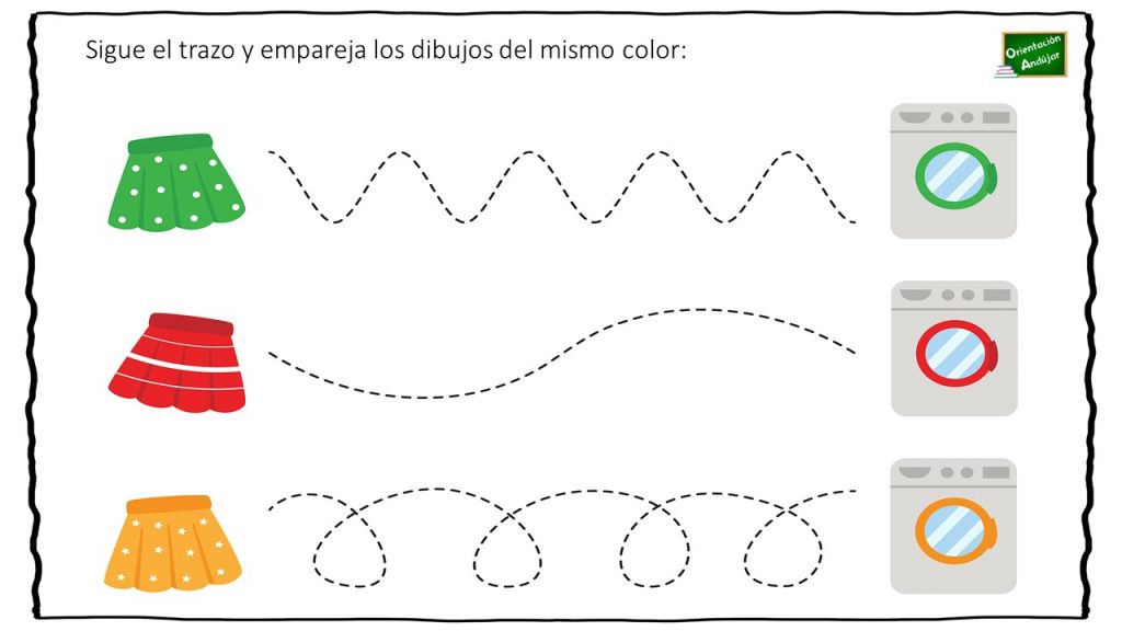 Grafomotricidad: Empareja los dibujos del mismo color -Orientacion Andujar