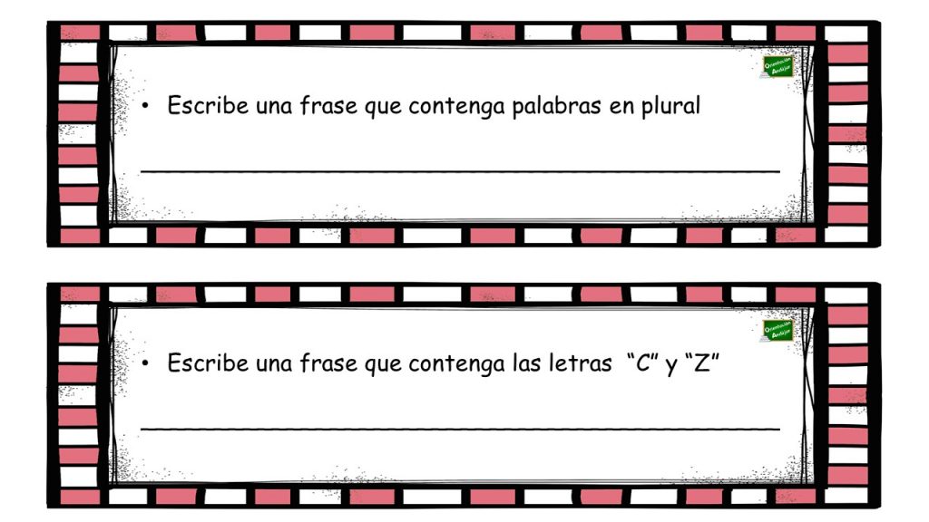 Tarjetas Juego de lengua: "Escribe una frase..." -Orientacion Andujar