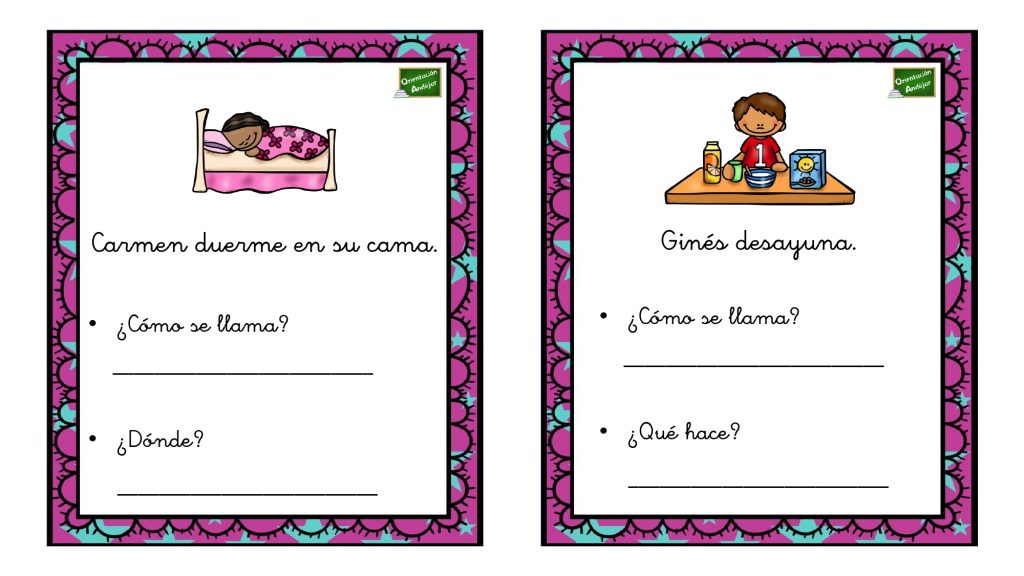 MANIPULATIVO tarjetas comprensión lectora frases cortas -Orientacion ...