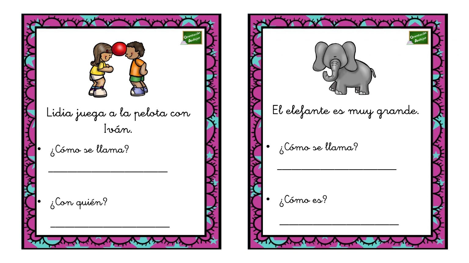 MANIPULATIVO tarjetas comprensión lectora frases cortas -Orientacion ...