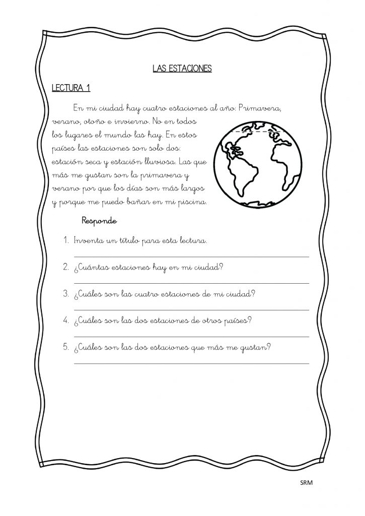 5 Cuentitos de comprensión lectora LAS ESTACIONES -Orientacion Andujar