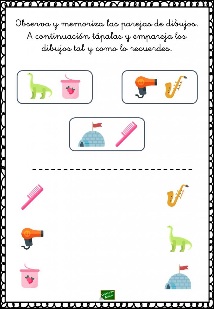 Actividad de atención y memoria para niños -Orientacion Andujar