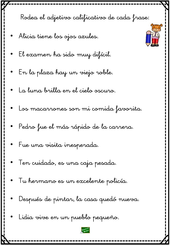 señala el adjetivo (1) - Orientación Andújar - Recursos Educativos