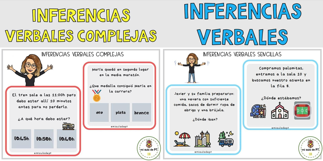 Tarjetitas con inferencias verbales de diferente dificultad ... Tarjetitas con inferencias verbales de diferente dificultad ...