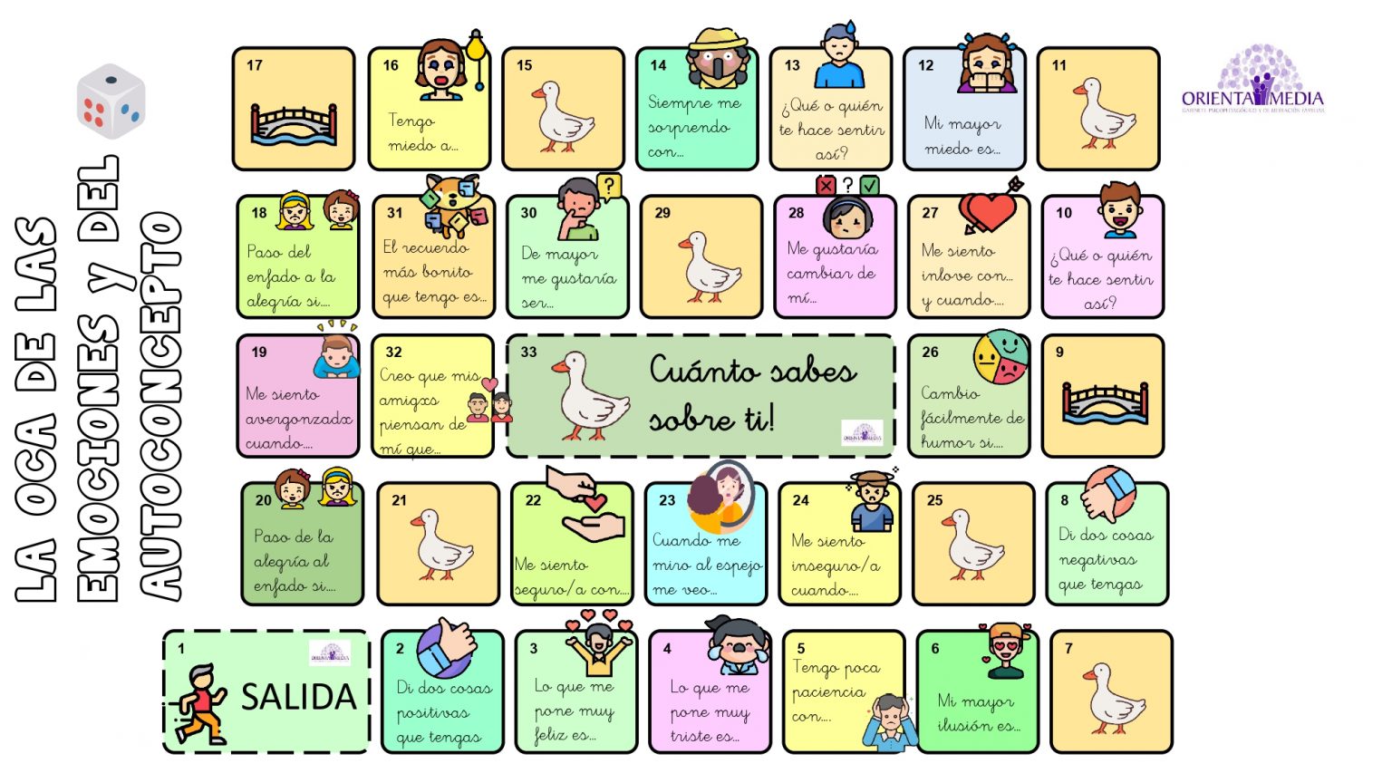 SUPER JUEGO LA OCA DE LAS EMOCIONES Y EL AUTOCONCEPTO. -Orientacion Andujar