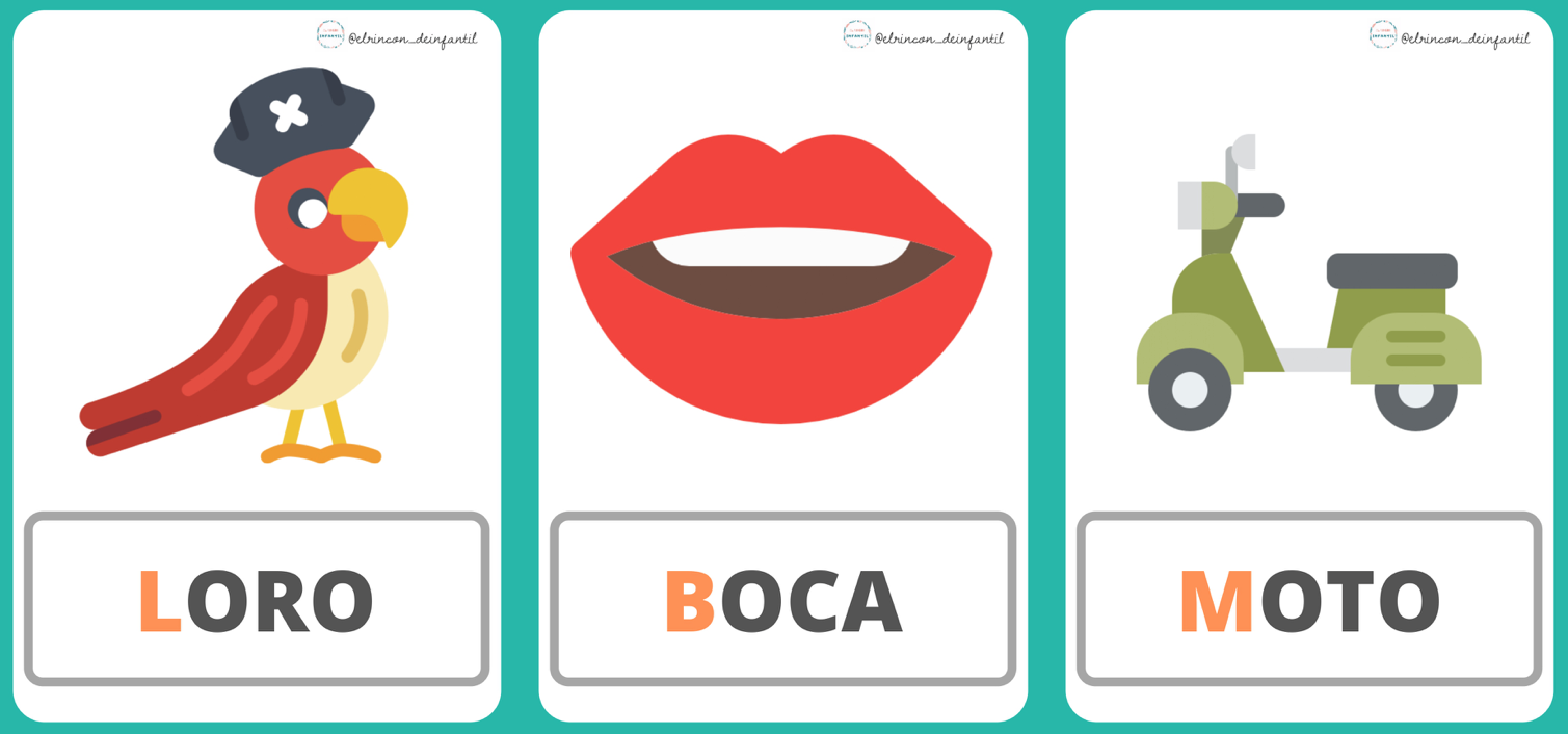Tarjetas flashcard fonema inicial L-M-B -Orientacion Andujar