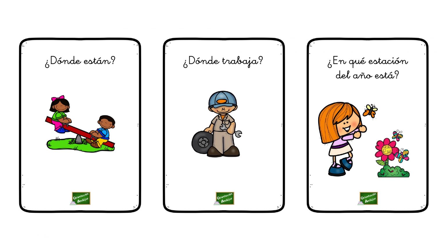 Tarjetas inferenciales con bonitos dibujos -Orientacion Andujar