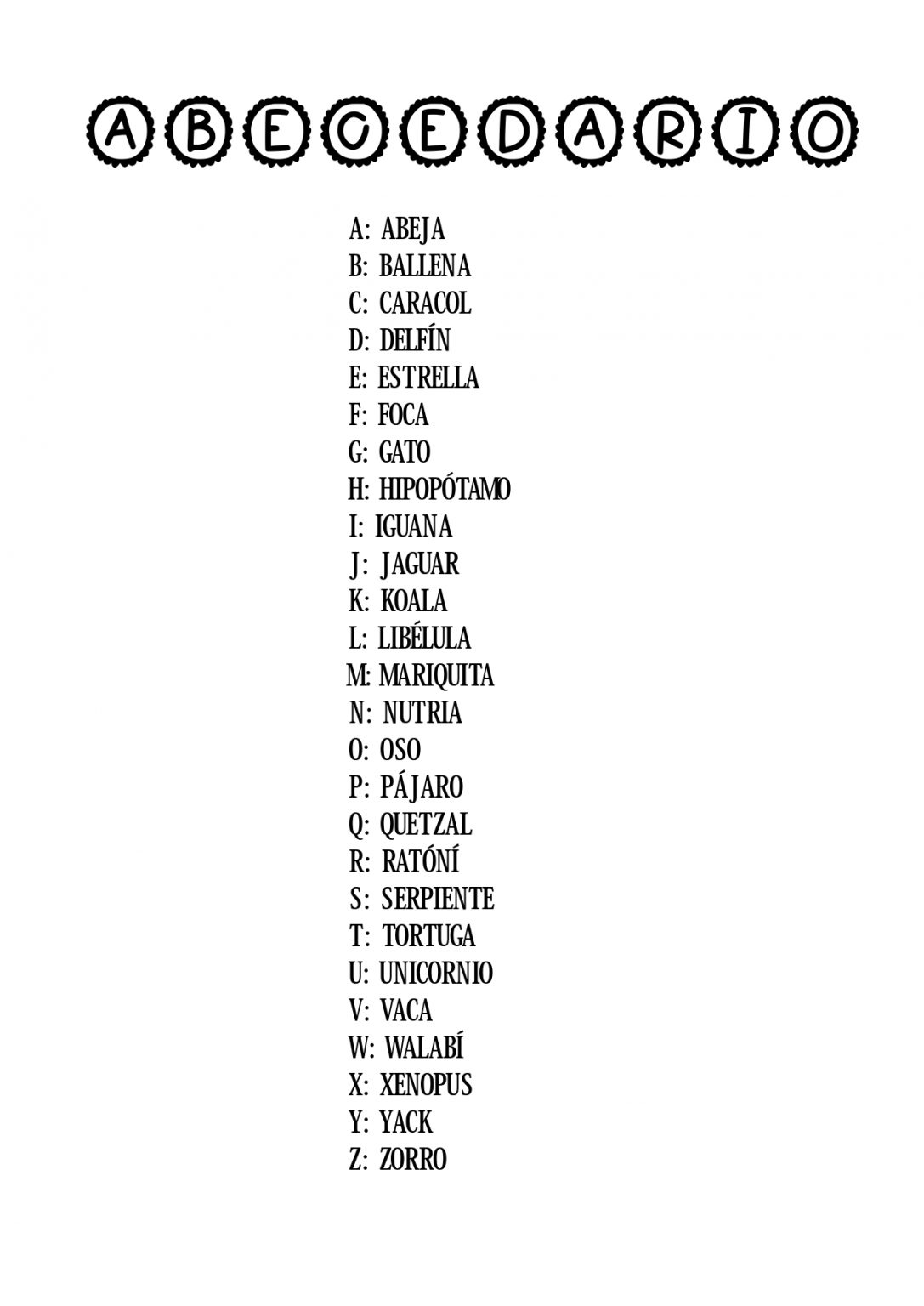 CONCIENCIA FONOLÓGICA CON EL ABECEDARIO DE ANIMALES -Orientacion Andujar