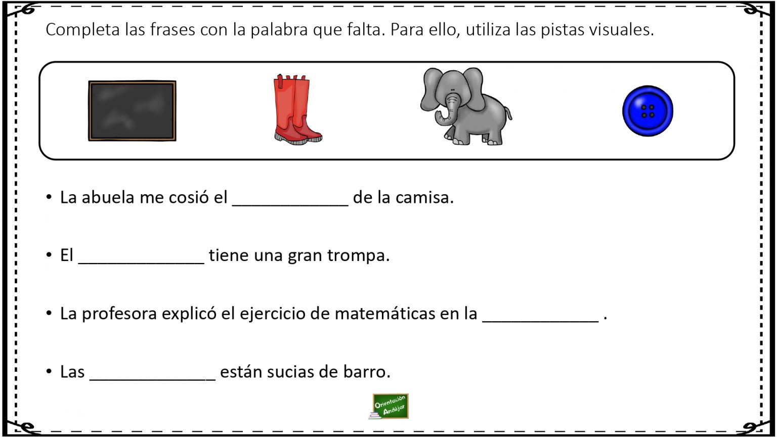 Completamos frases con pistas visuales -Orientacion Andujar