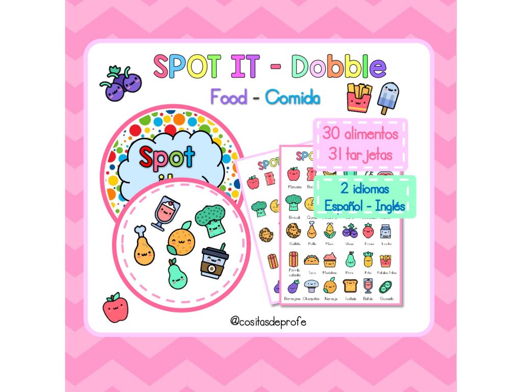 Juego de mesa Dobble comida-food Cast/ing -Orientacion Andujar
