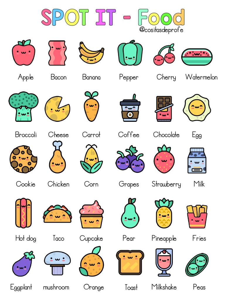 Juego de mesa Dobble comida-food Cast/ing -Orientacion Andujar