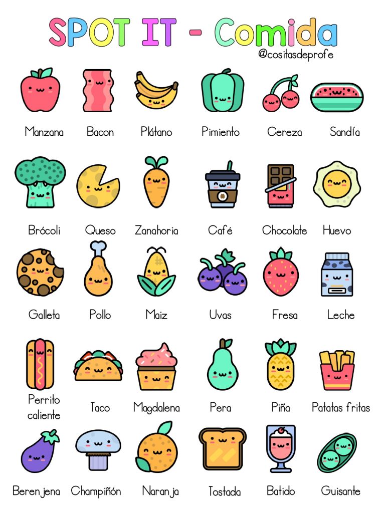 Juego de mesa Dobble comida-food Cast/ing -Orientacion Andujar