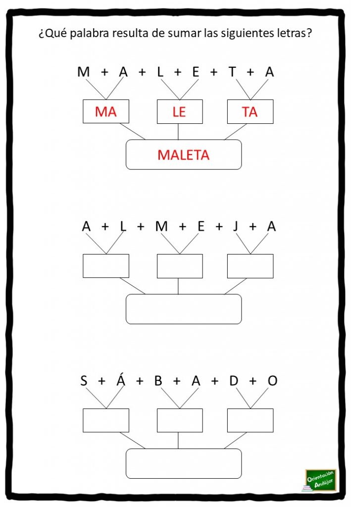 Formamos palabras sumando letras -Orientacion Andujar
