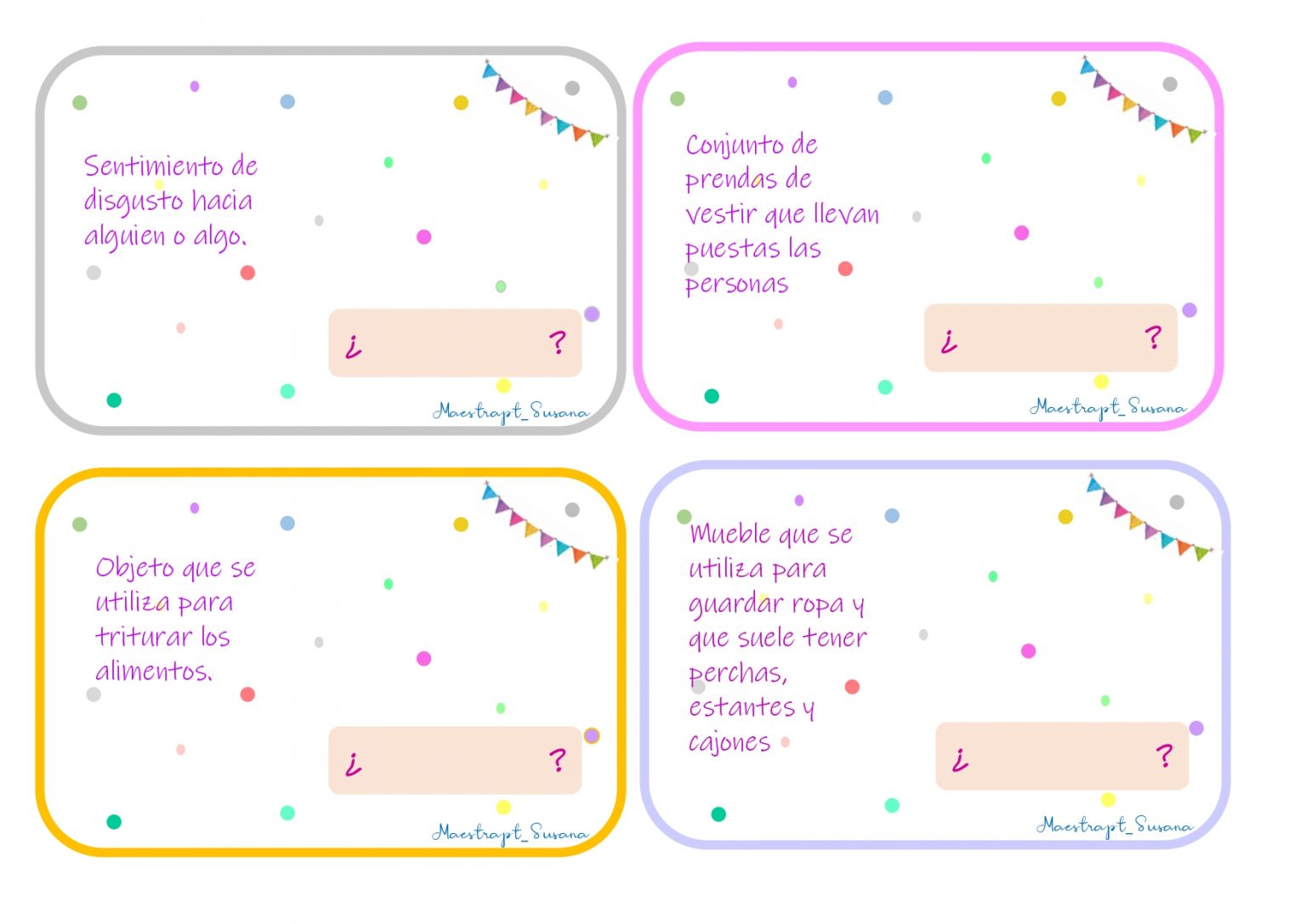 CHULÍSIMAS TARJETAS PARA TRABAJAR LA COMPRENSIÓN LECTORA Y LA EXPRESIÓN ...