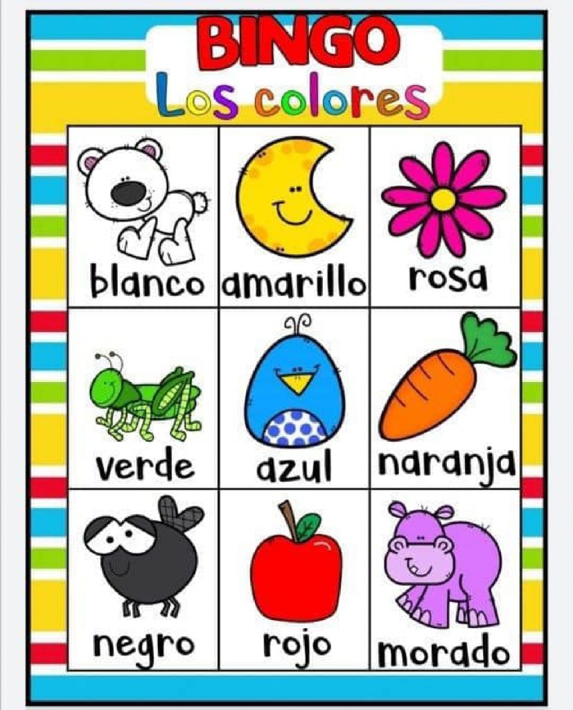 Bonito bingo para trabajar los colores -Orientacion Andujar