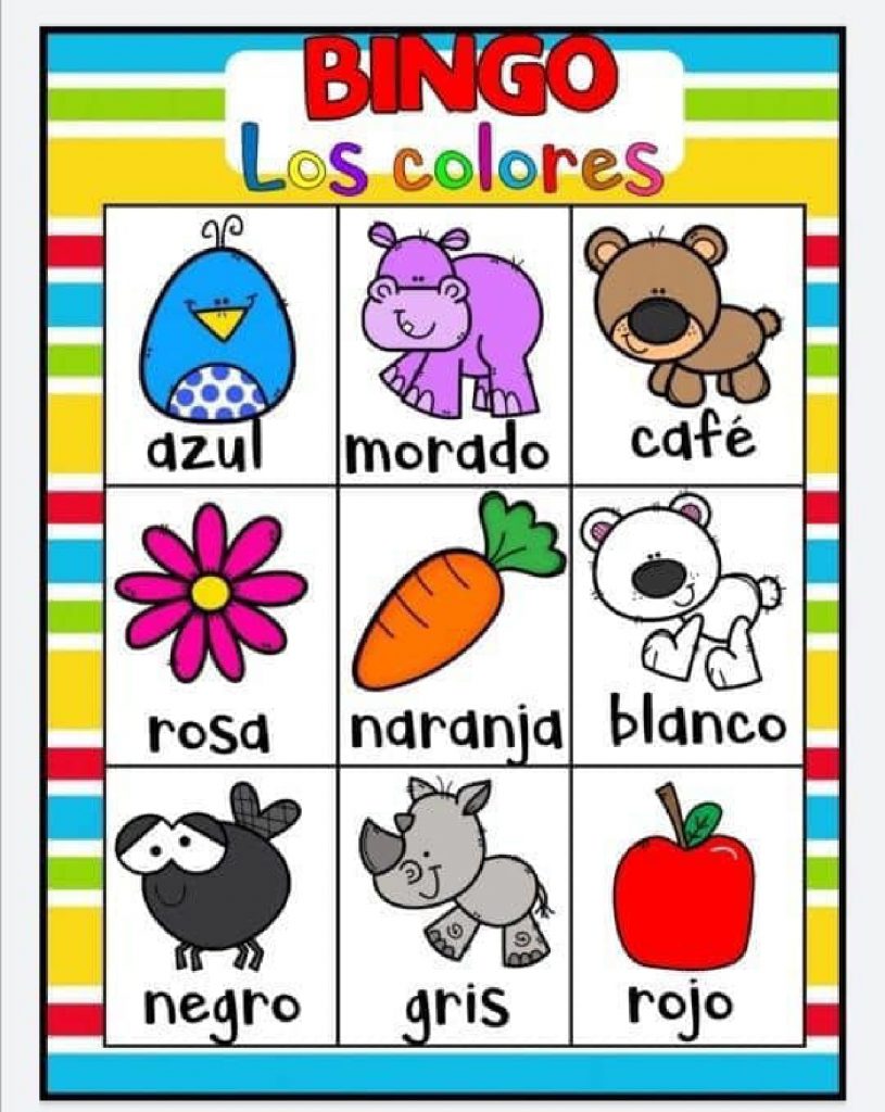 Bonito bingo para trabajar los colores -Orientacion Andujar