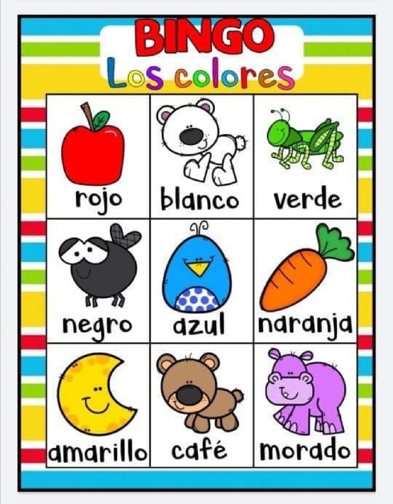 Bonito bingo para trabajar los colores -Orientacion Andujar