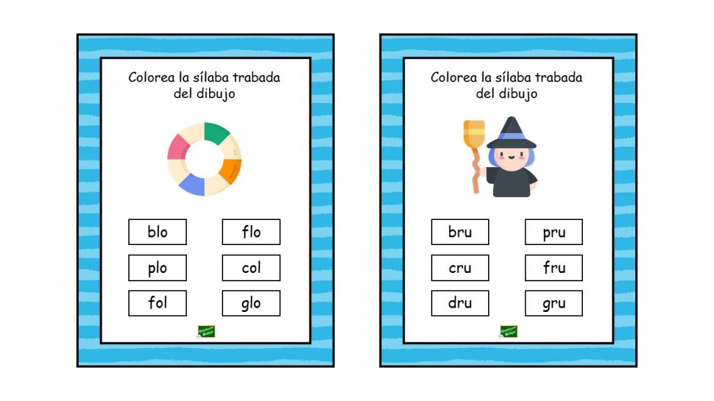 Colorea la sílaba trabadas del dibujo -Orientacion Andujar