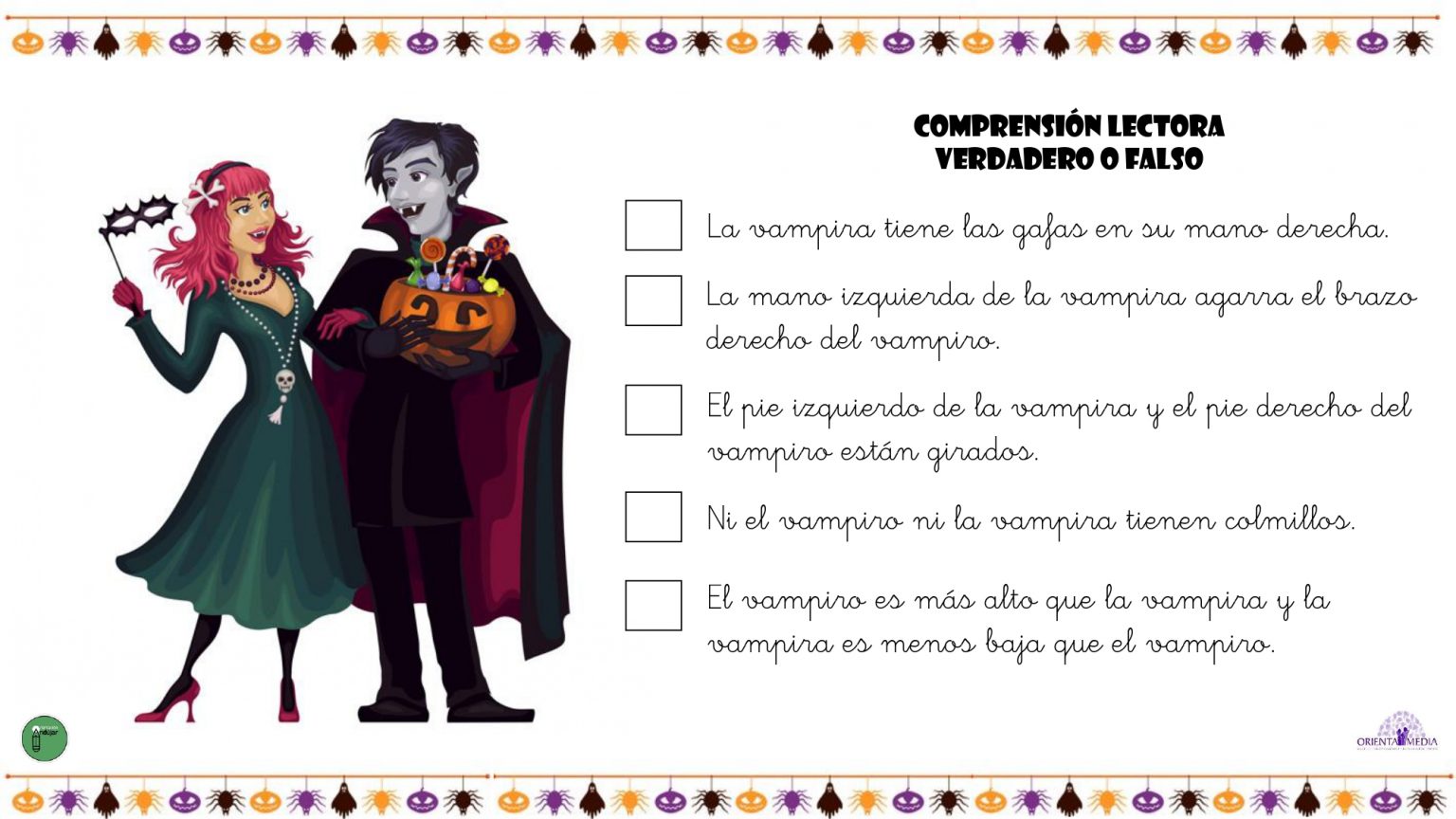 ESTUPENDAS TARJETAS DE COMPRENSIÓN LECTORA HALLOWEEN -Orientacion Andujar